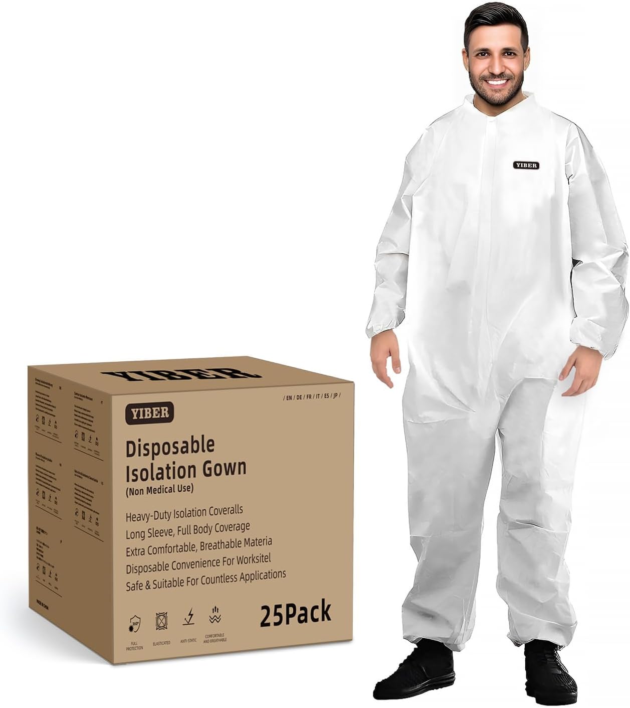 Amazon.com: YIBER Hazmat Suit Disposable Coverall | Heavy Duty Full ...