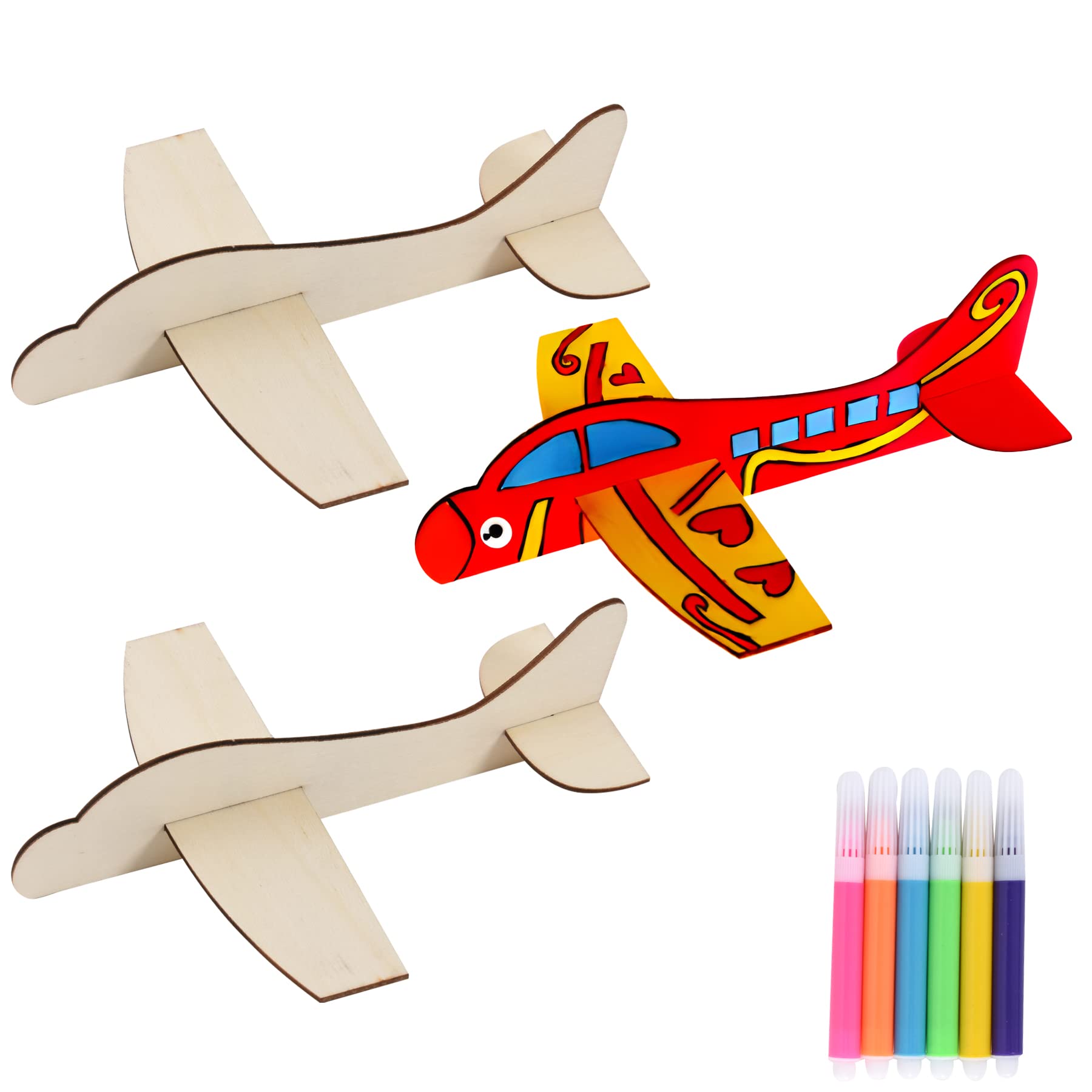 Amazon.com: Hagao Wooden Airplane Painting Creation Multiple Colors for ...