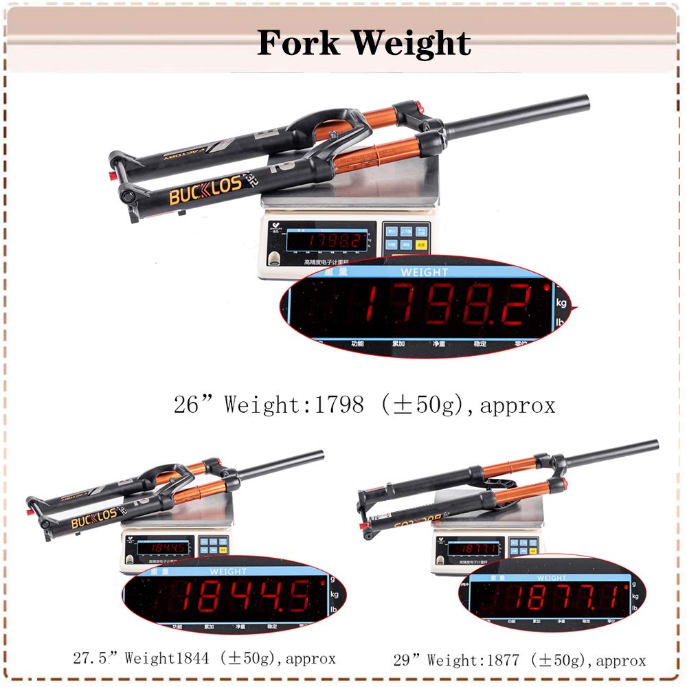 BUCKLOS 26/27.5/29 inch MTB Fork 120mm Travel, 1-1/8" Straight/Tapered ...