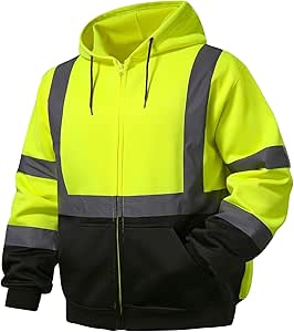 SKSAFETY Hi Vis Work Safety hoodies for Men - Class 3 High Visibility Reflective Hoodie Jacket ...