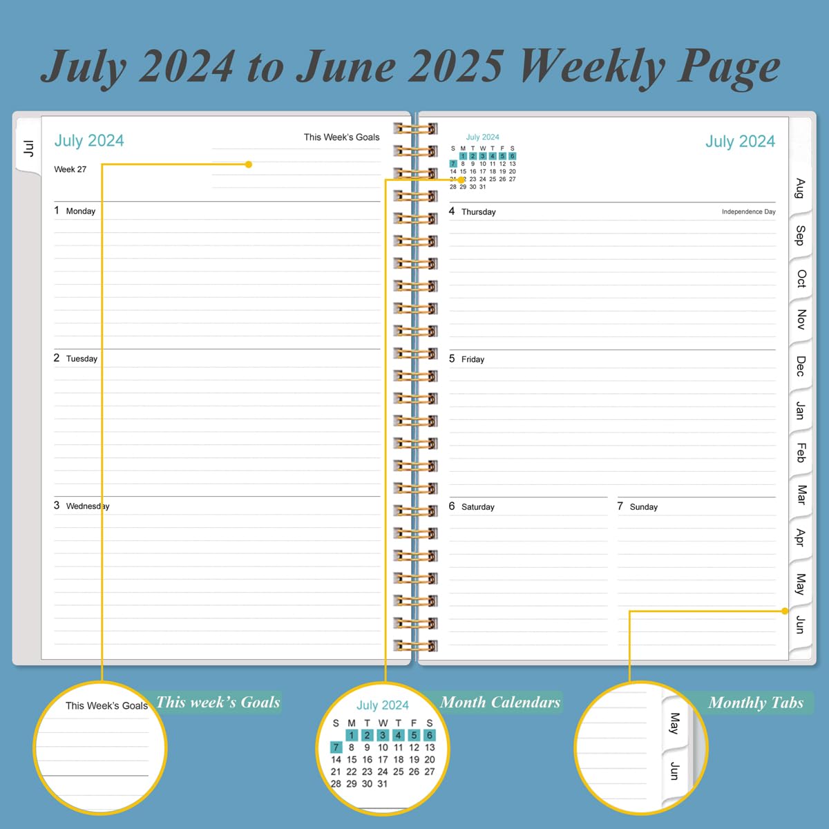 Snapklik.com : 2024-2025 Planner - Weekly & Monthly Planner Spiral ...
