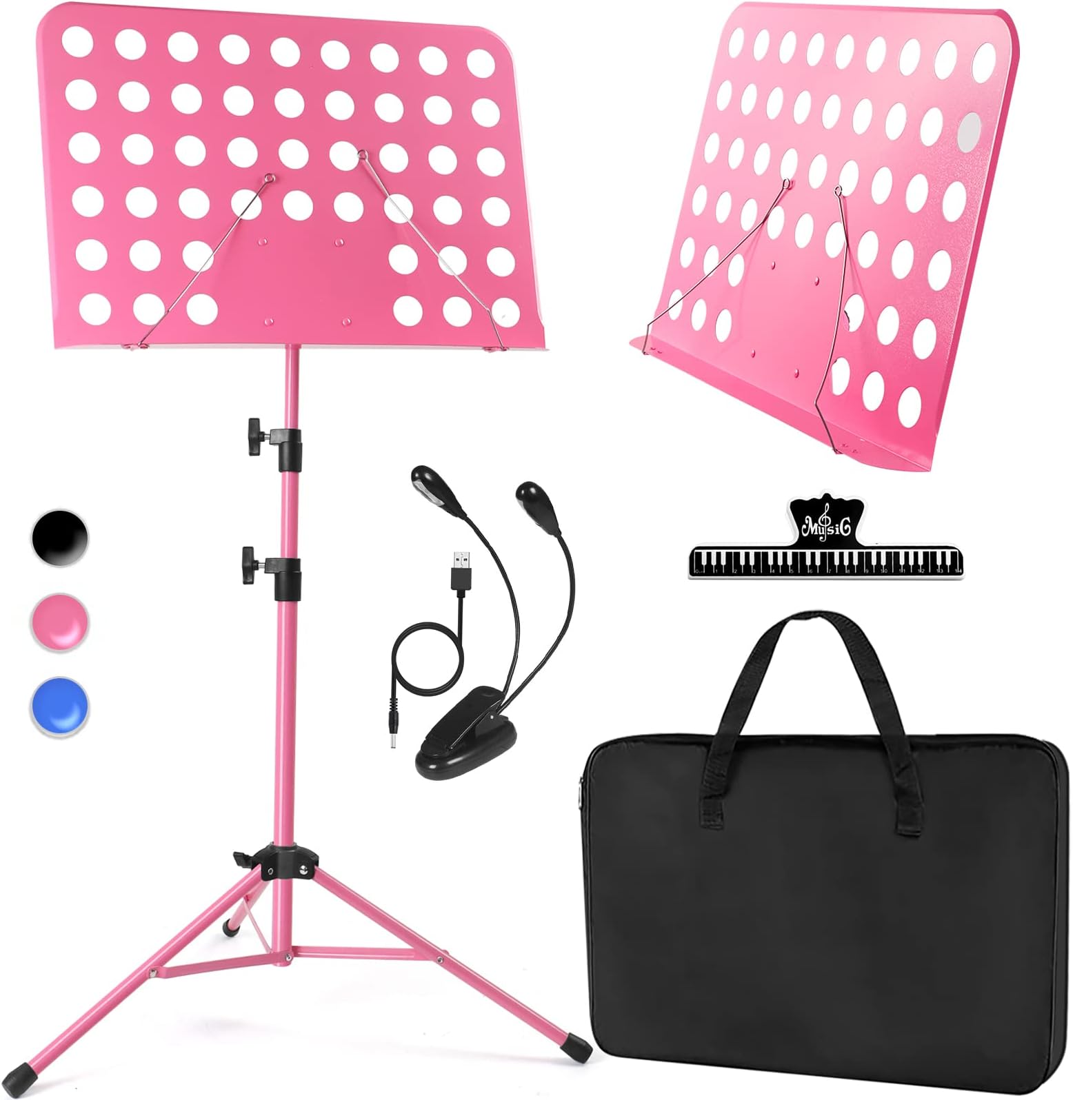 Amazon.com: lotmusic Pink Music Stand, Portable Music Sheet Stand ...