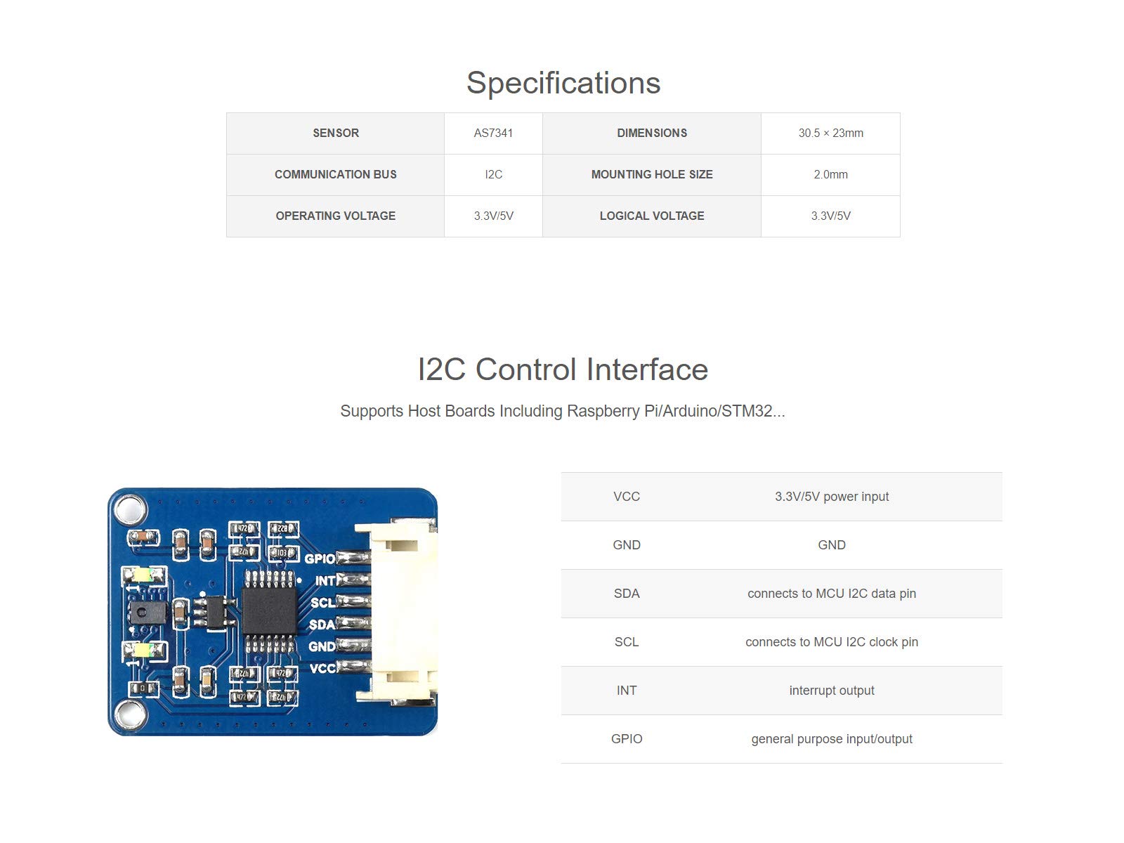 Rgb Light Detection Sensor AS7341 Spectral Color Sensor Visible ...