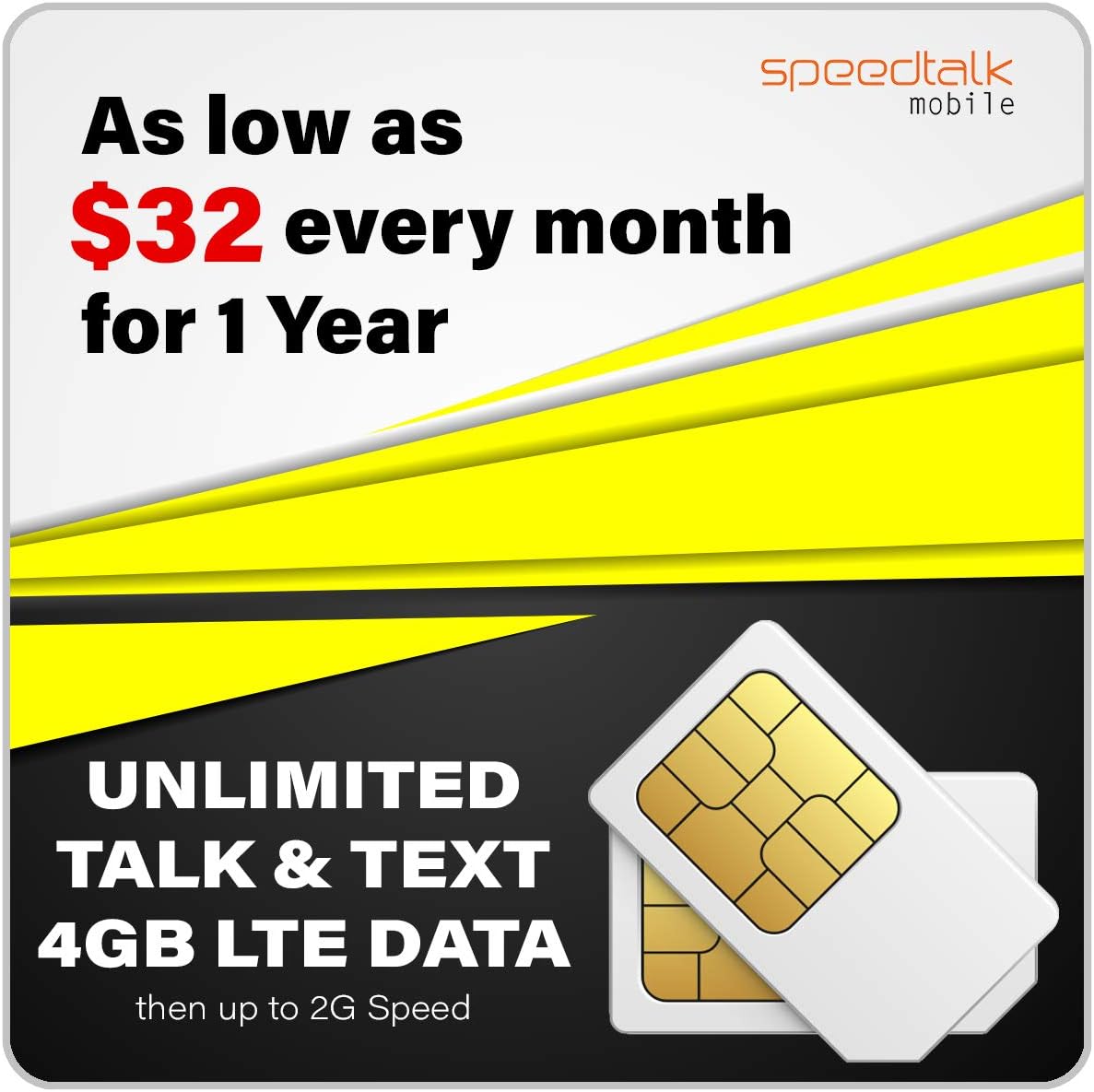 Amazon.com: 1 Year Prepaid GSM SIM Card - Monthly Unlimited Text ...