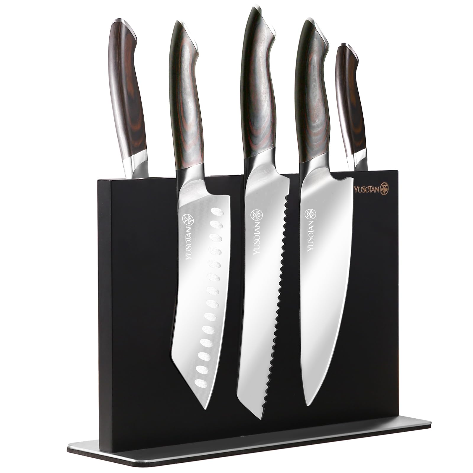 Amazon.com: YUSOTAN 5-Piece Kitchen Knife Set with Wood Magnetic Knife ...