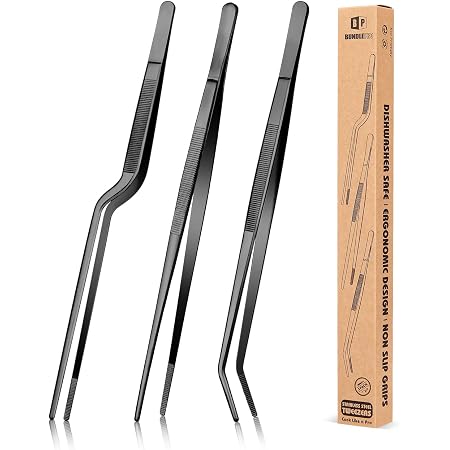 Amazon.com: 12 inch Fine Cooking Tweezers Set, Professional Stainless ...