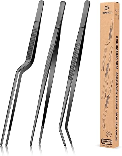 Amazon.com: Fine Cooking Tweezers Set, Professional Stainless Steel ...