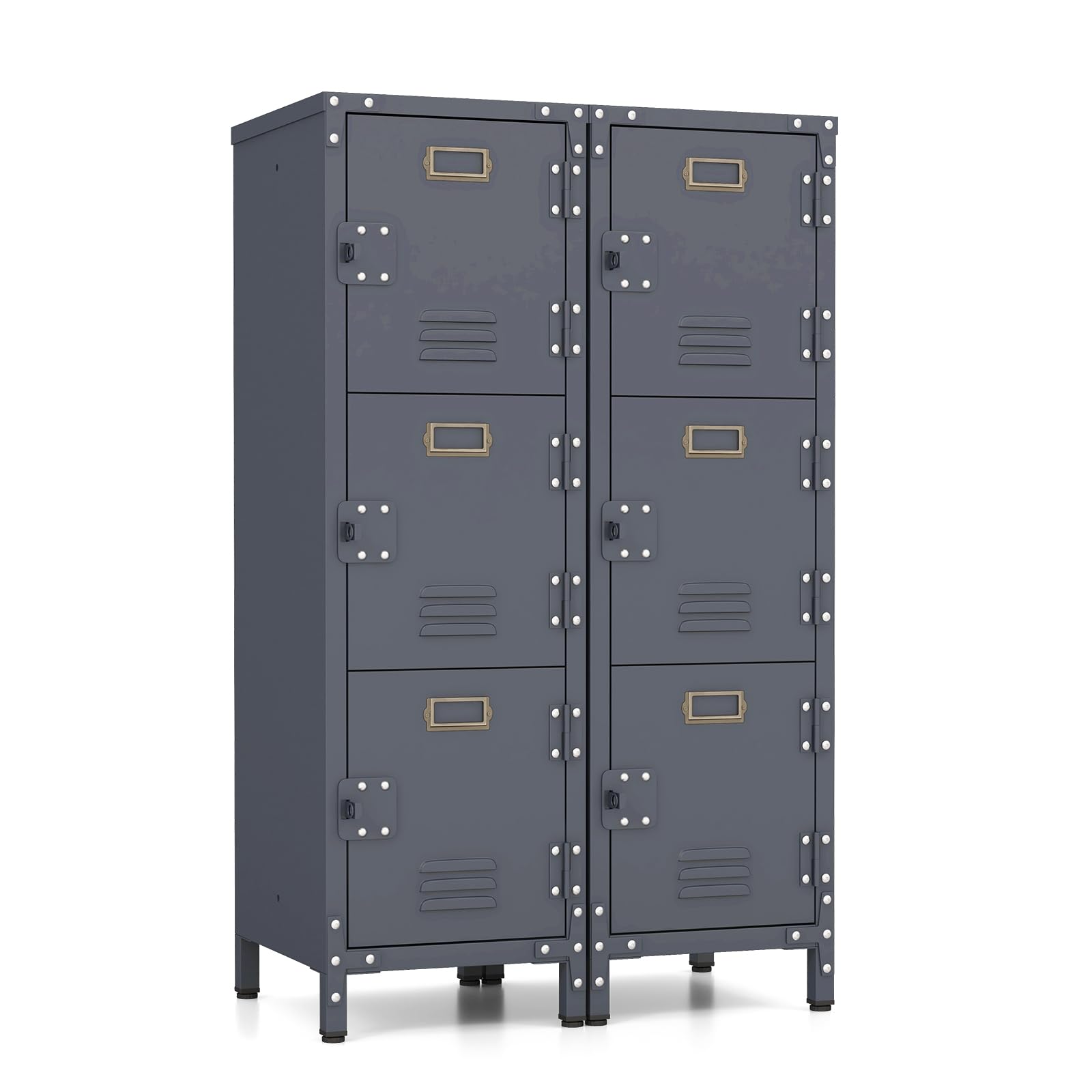 Giantex Metal Locker Cabinet, 40” Stackable Storage Cabinet w/Lockable ...