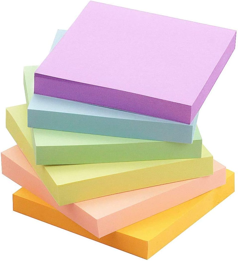Early Buy Self-Stick Notes Sticky Notes 100 Sheets/Pad 6 Candy Colors 3 ...