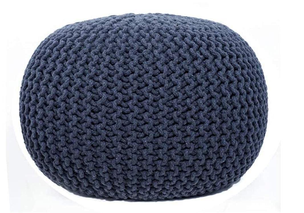 FRELISH DECOR Round Pouf Ottoman Hand Knitted Cotton Poufs Footrest ...