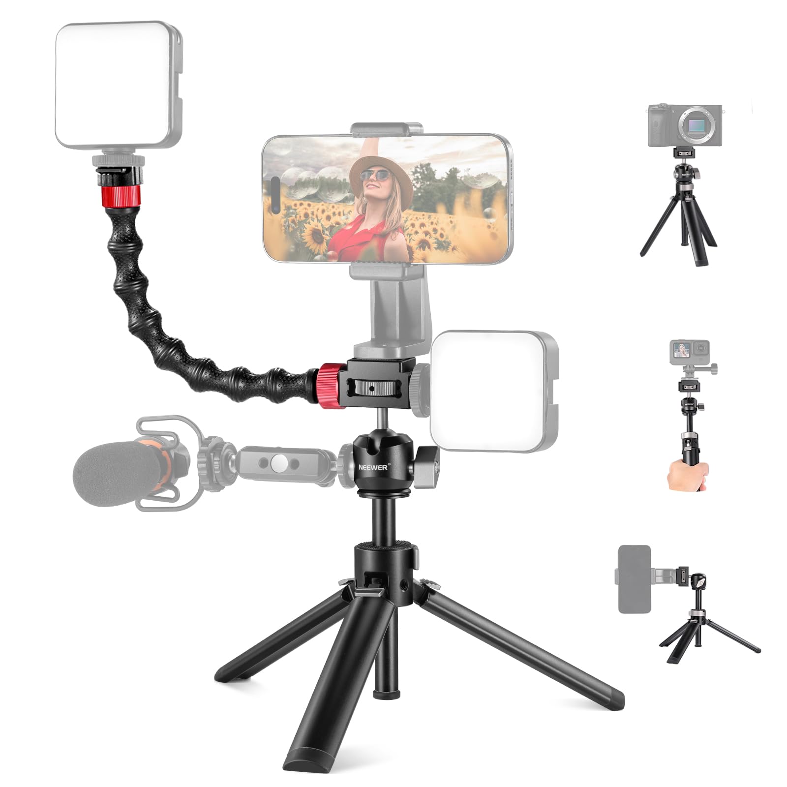 Amazon.com : NEEWER Metal Desktop Mini Tripod with Dual Cold Shoes Ball ...