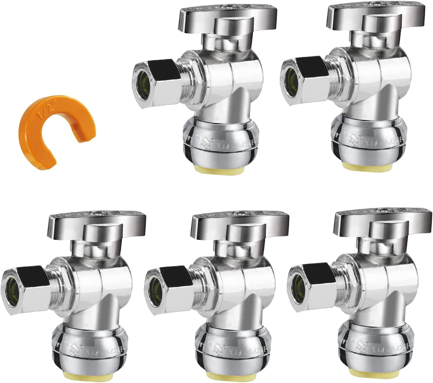 Amazon.com: WiseWater 1/4 Turn Push Fit Angle Stop Valve, 3/8" O.D x 1/ ...