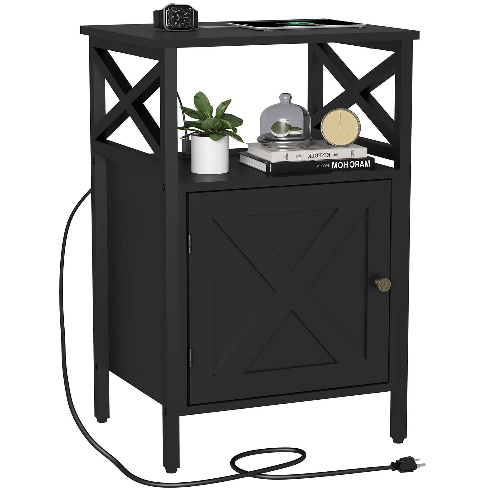 Amazon.com: FFBCFDK End Table with Charging Station, Side Table with ...