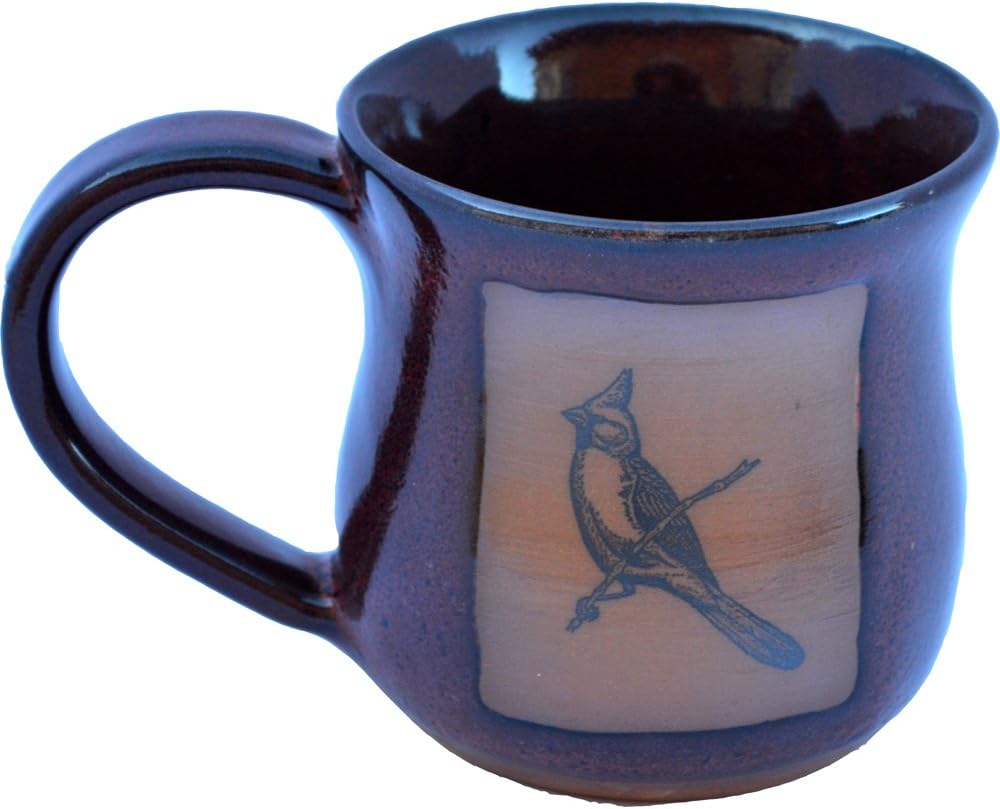 Amazon.com | ALWAYS AZUL POTTERY Cardinal 14 Oz. Mug in Real Red Glaze ...