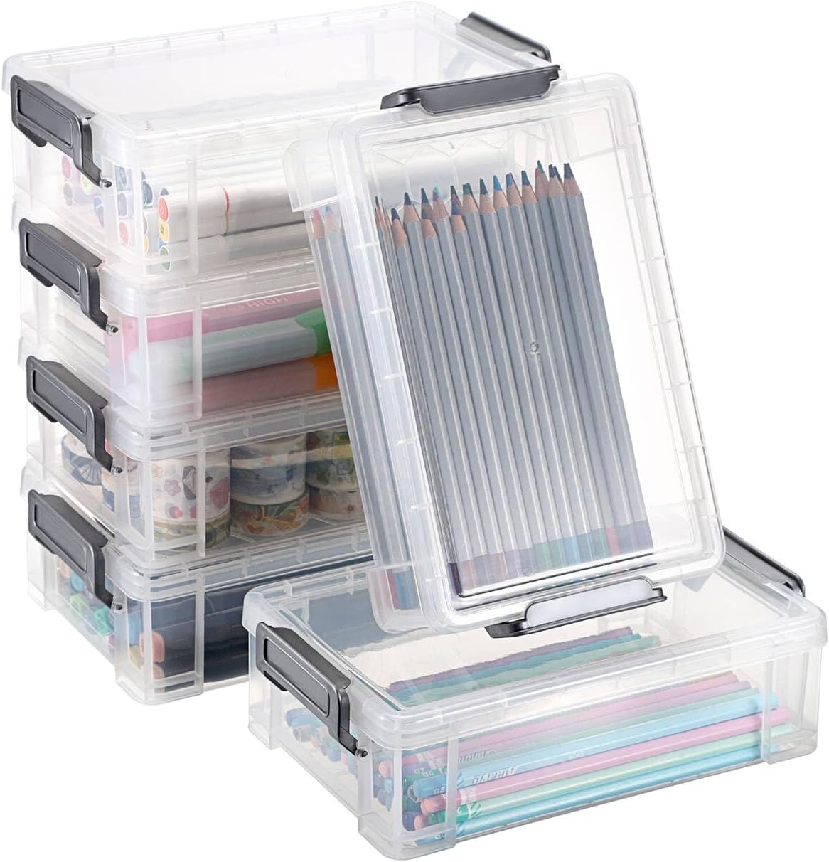 Amazon.com: BTSKY 6 Pack Extra Large Capacity Plastic Pencil Box ...