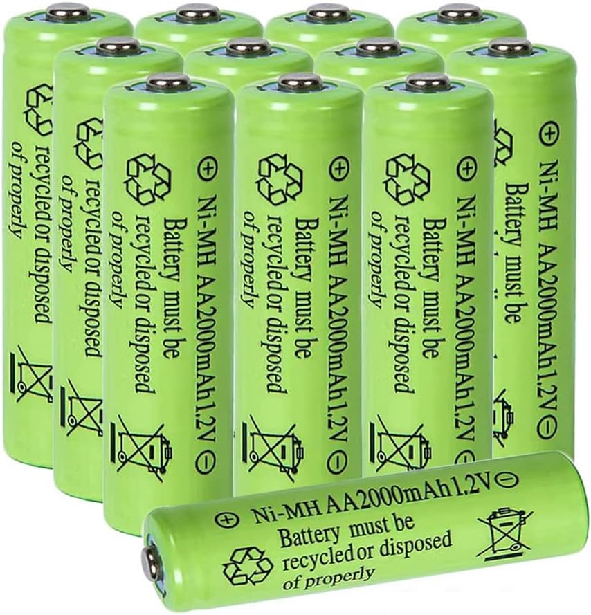 Pack of 12 AA Batteries 2000mAh High Capacity Precharged 1.2V Ni-MH ...
