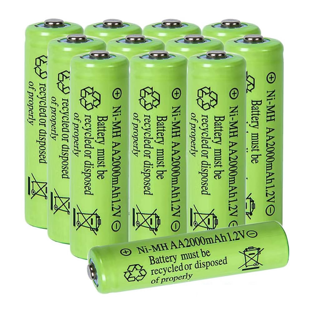 Pack of 12 AA Batteries 2000mAh High Capacity Precharged 1.2V Ni-MH ...