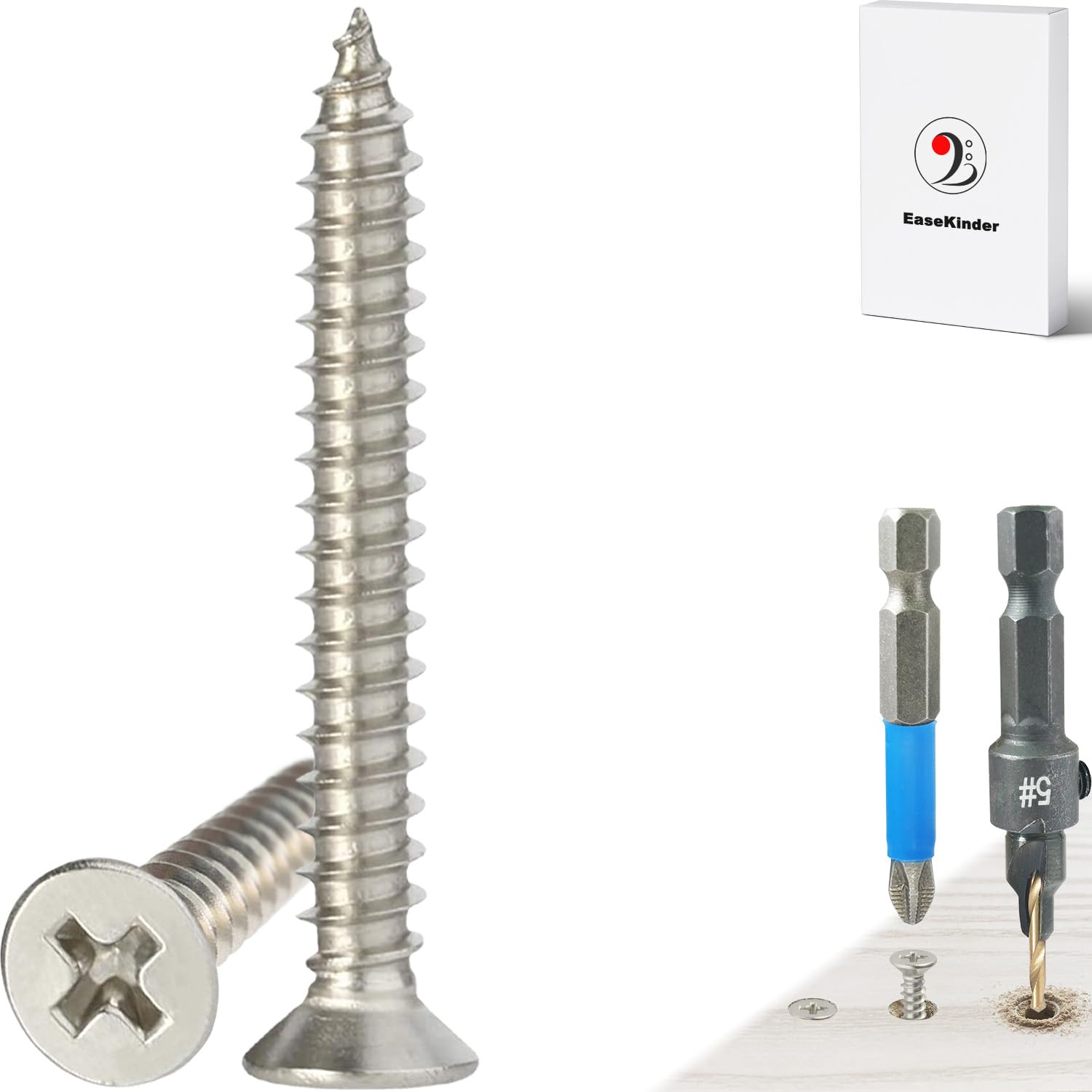 Wood Screws - 120PCS Flat Head Phillips Screws, 304 Stainless Steel ...