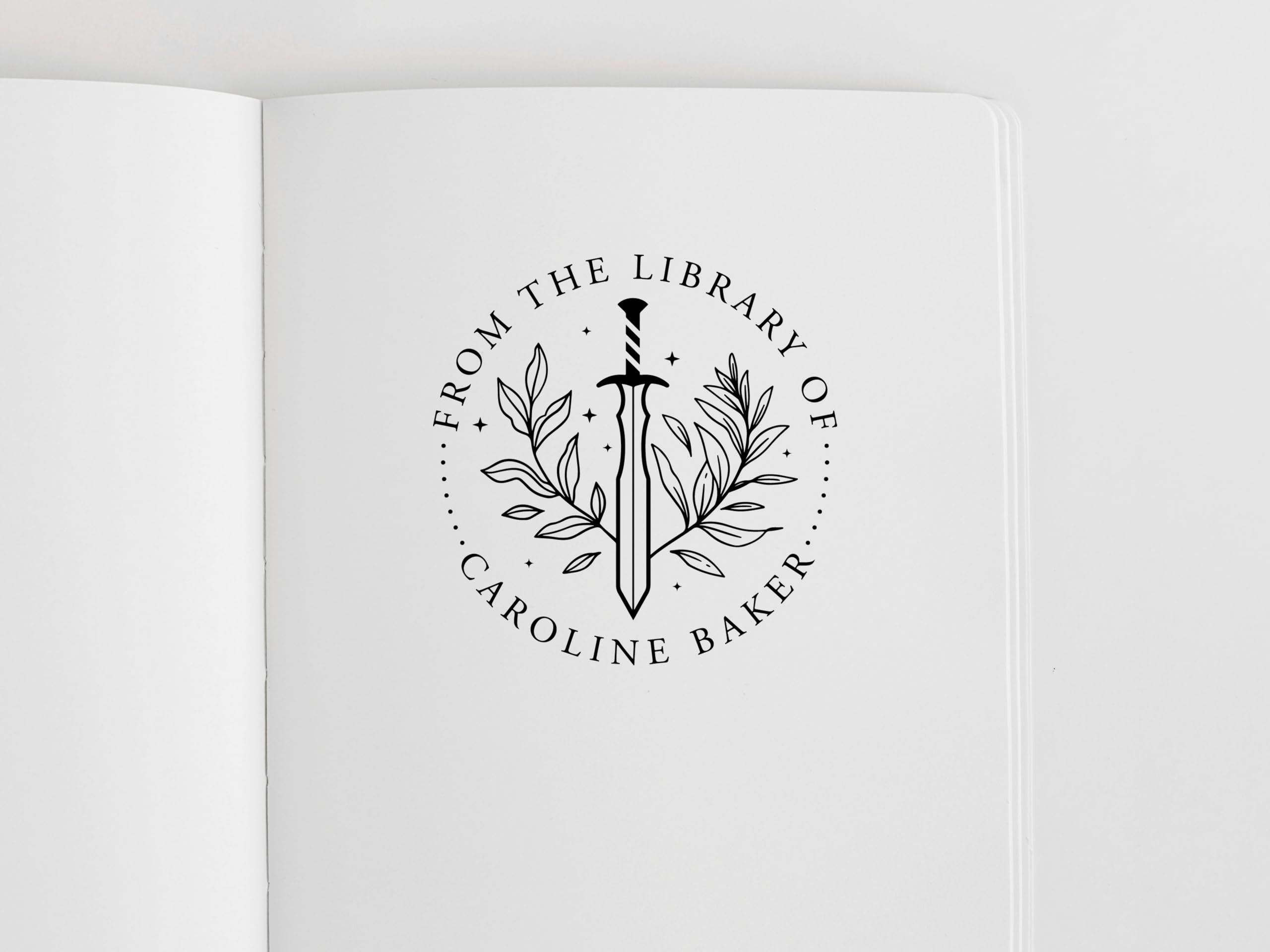 Personalized Library Stamp Custom Book Embosser Stamp - With Floral ...