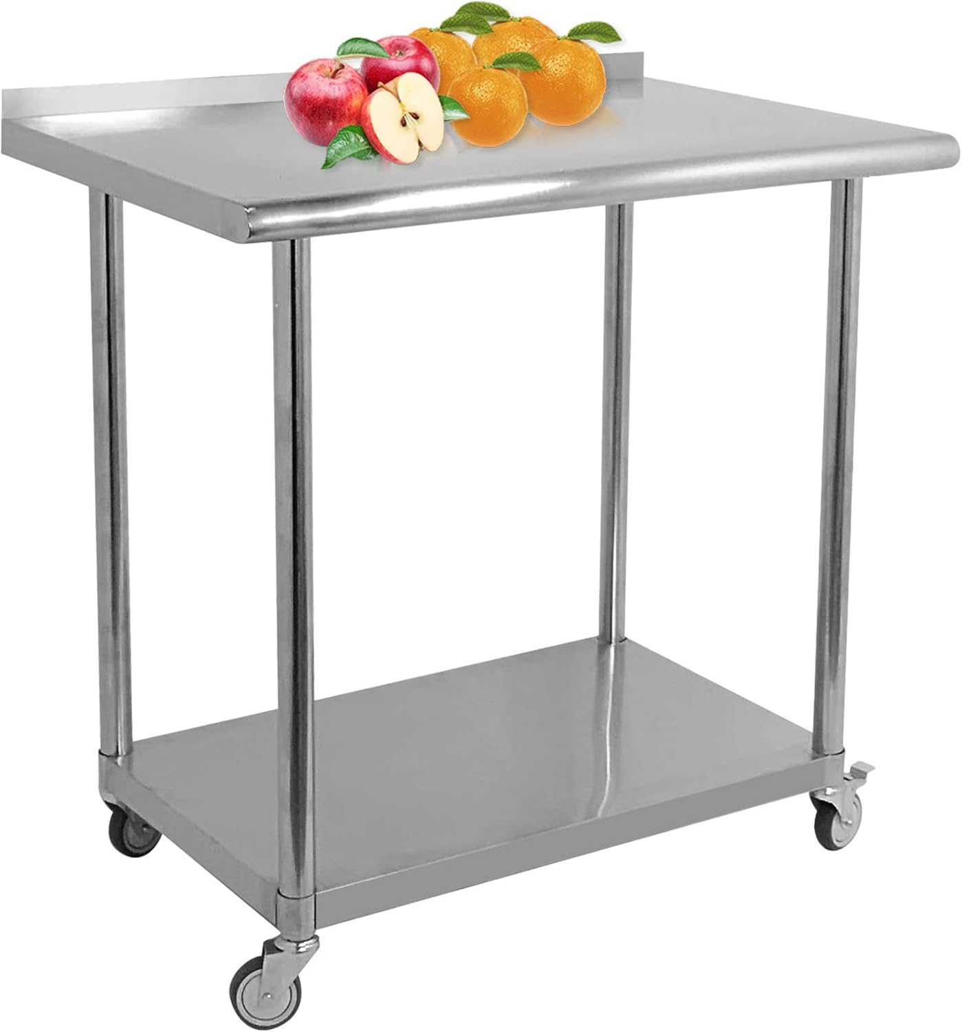 Nisorpa Commercial Kitchen Bench Stainless Steel Workbench with Caster ...