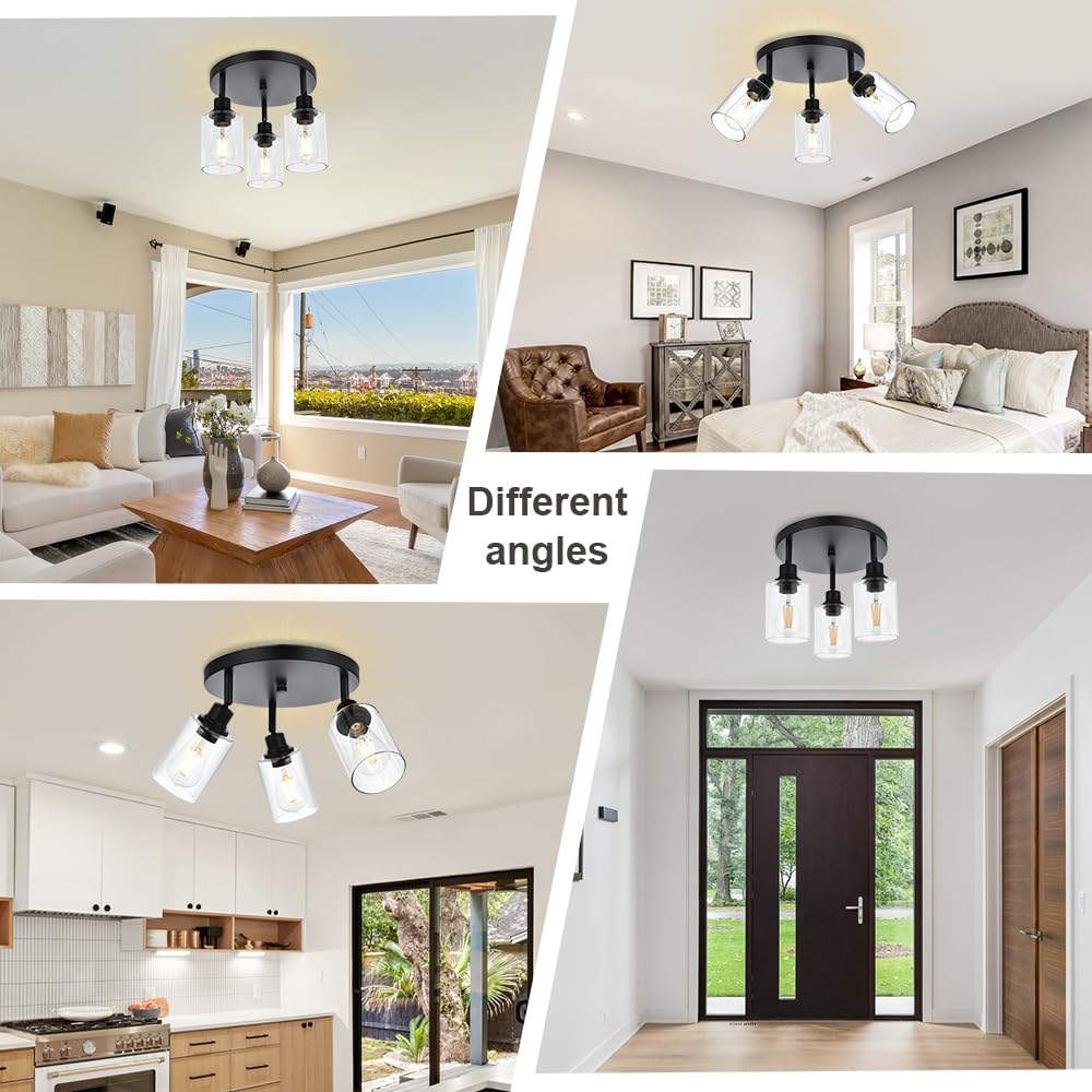 VINLUZ 3 Light Multi-Directional Rotating Semi Flush Mount Ceiling ...