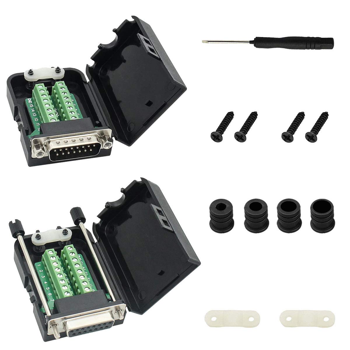 Snapklik.com : DAOKI 2PCS DB15 D-SUB Connector 15Pin Male And Female 2 ...