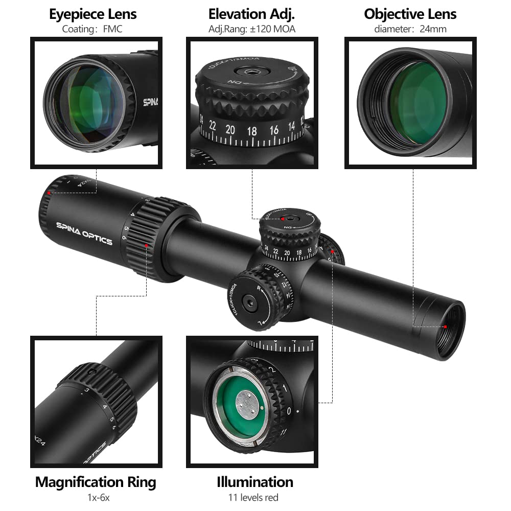 Leopold Rifle Scope Sun Optics 1-6x24 Capped Turrets Illuminated BDC ...