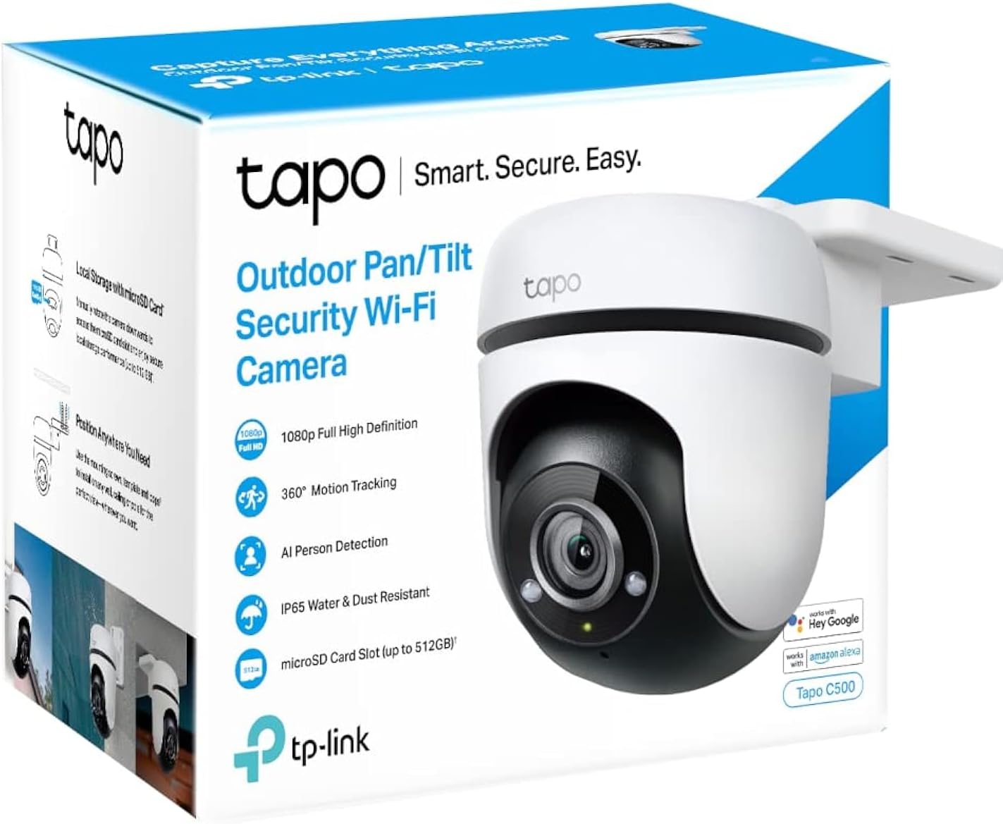 Tapo 1080p Full HD Outdoor Pan/Tilt Security Wi-Fi Camera, 360° Motion ...
