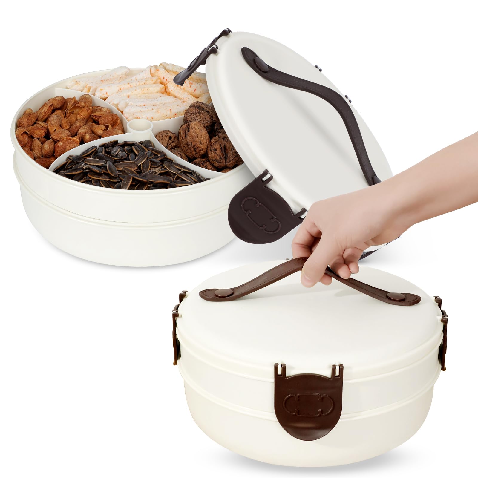 Amazon.com | Dualshine Divided Serving Tray with Lid and Handle,2 Layer ...
