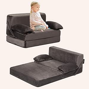 Amazon.com: Weighted Idea 2-in-1 Kids Couch for Girls and Boys, Chairs ...