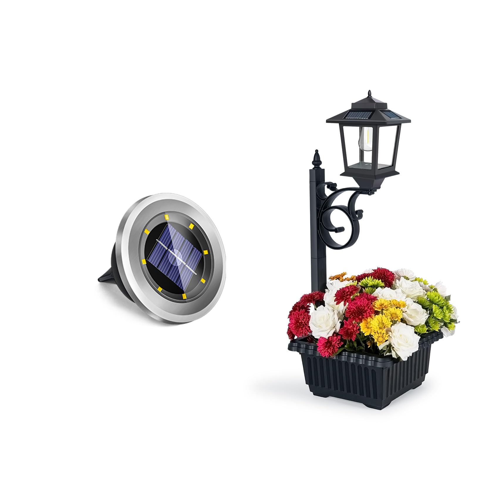 PASAMIC Solar Floor Lamp with Planter and Solar Ground Lights - Amazon.com