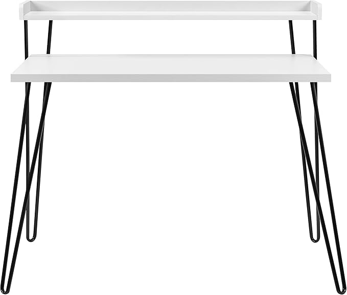 Amazon.com: Ameriwood Home HHaven Retro Computer Desk with Riser, White ...
