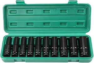 10 Pcs Deep Impact Socket Set, 10-24 MM Hex Long Socket Set 1/2 Inch ...