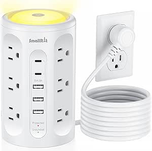 Amazon.com: Power Strip Tower with Night Light, Surge Protector Tower ...