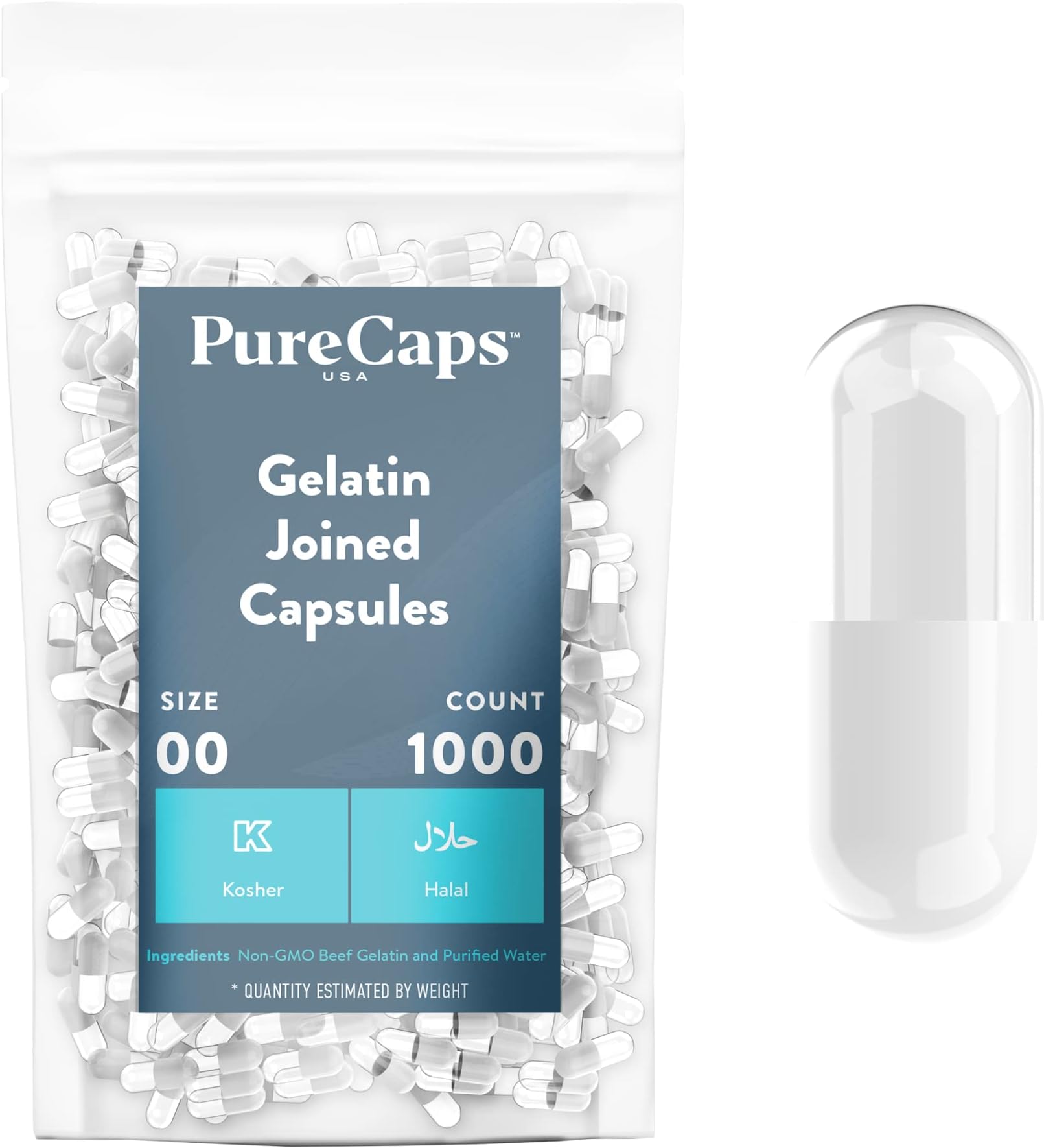Amazon.com: PureCaps USA - Empty Gelatin Capsules Size 00| 1,000 Joined ...