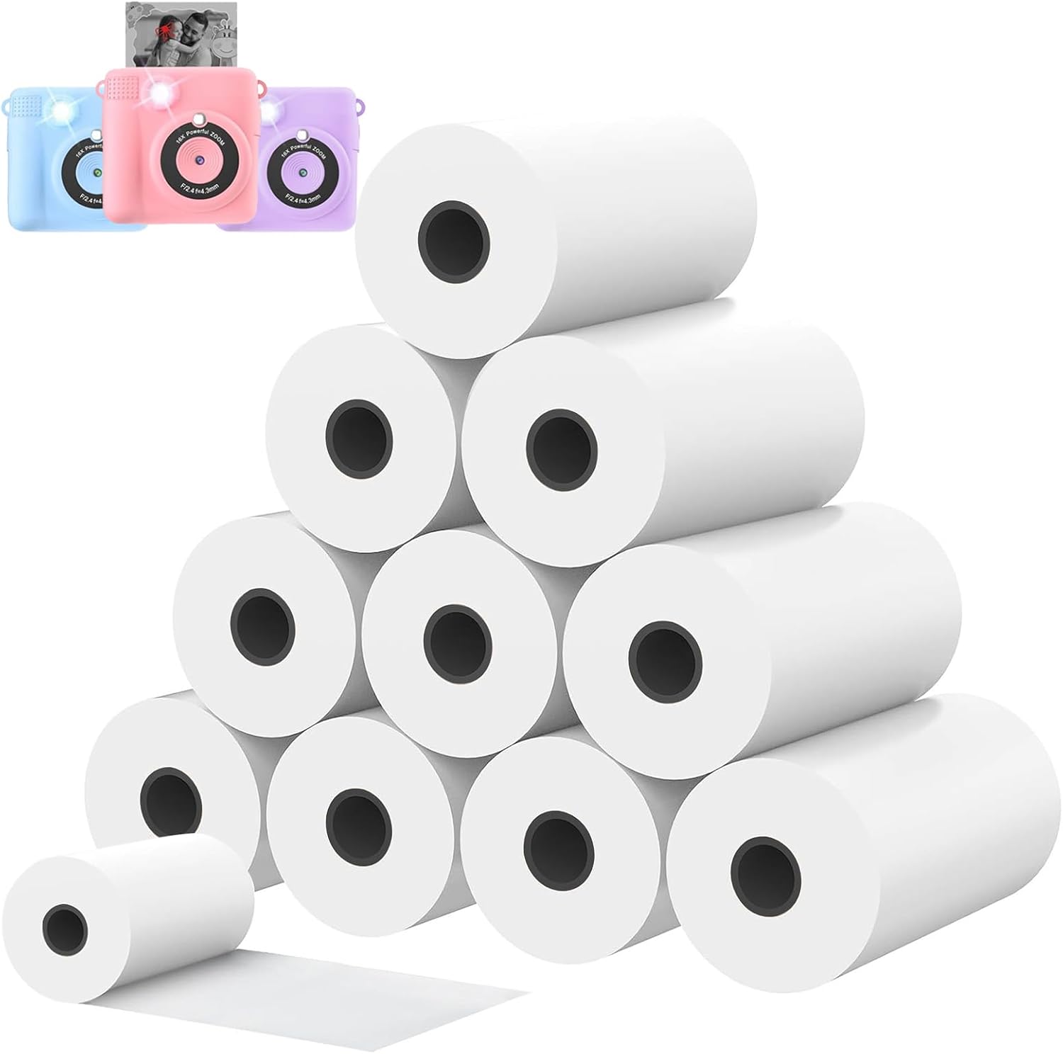 Amazon.com : 20 Rolls Kids Instant Camera Refill Paper, HD Thermal ...