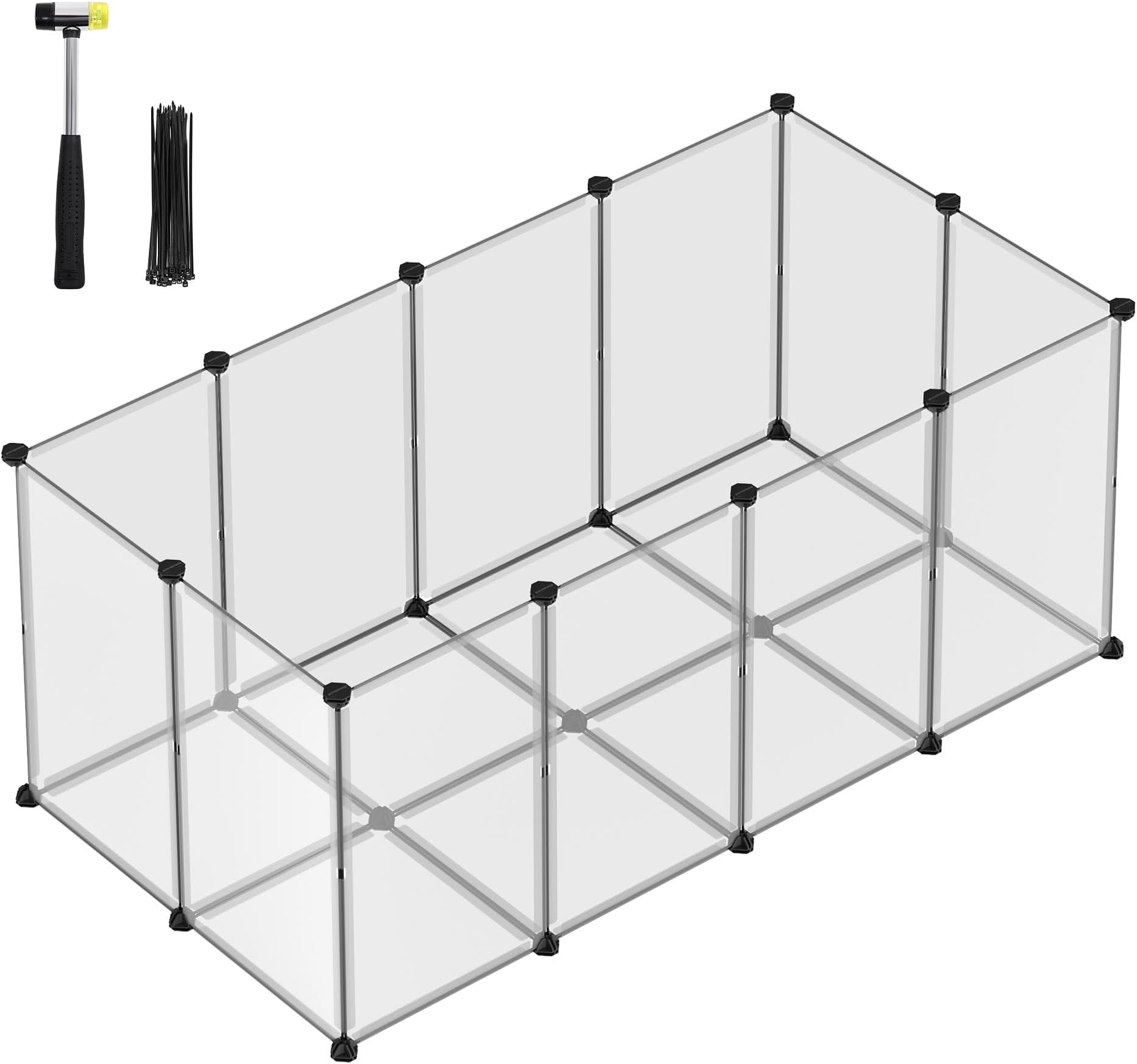 SONGMICS Pet Playpen with Floor, Small Animal Enclosure, DIY Plastic ...
