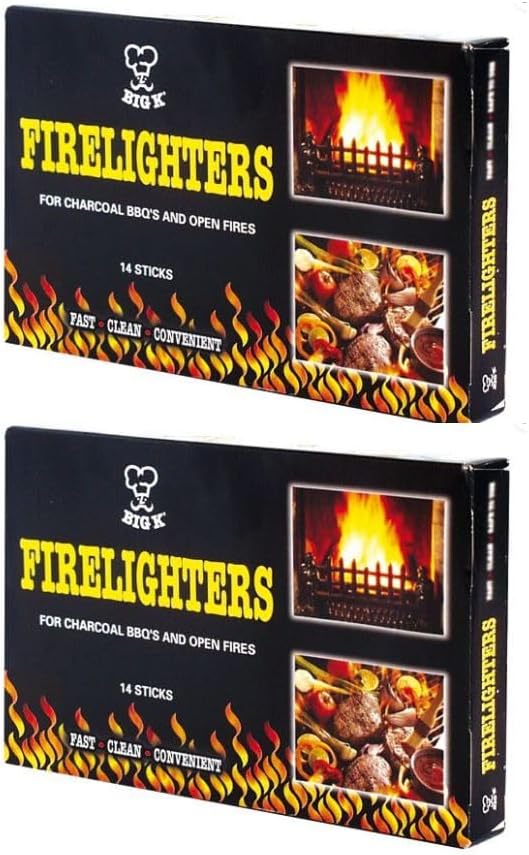 KRISP 2 x 14 Sticks Charcoal Lighting Fire Blocks Fast Clean Match ...