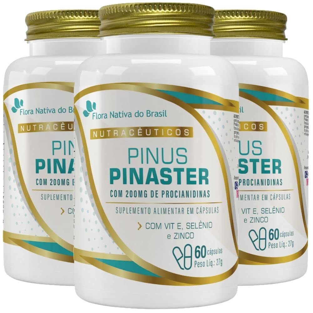 KIT 3X Pinus Pinaster + Vitamina E, Selênio e Zinco 60 cápsulas - Flora ...