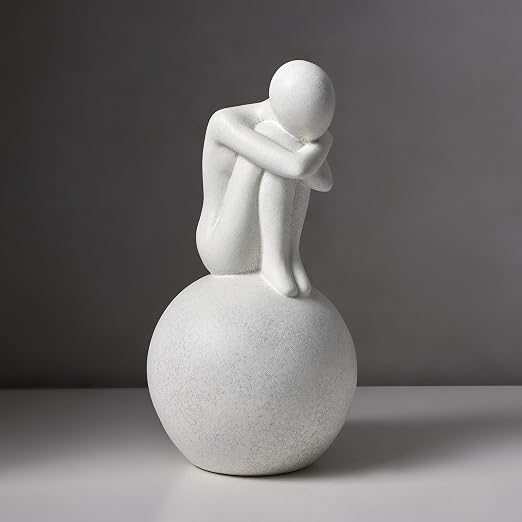 Amazon.com: White Thinker Statue Decor for Shelves, Modern Reading ...