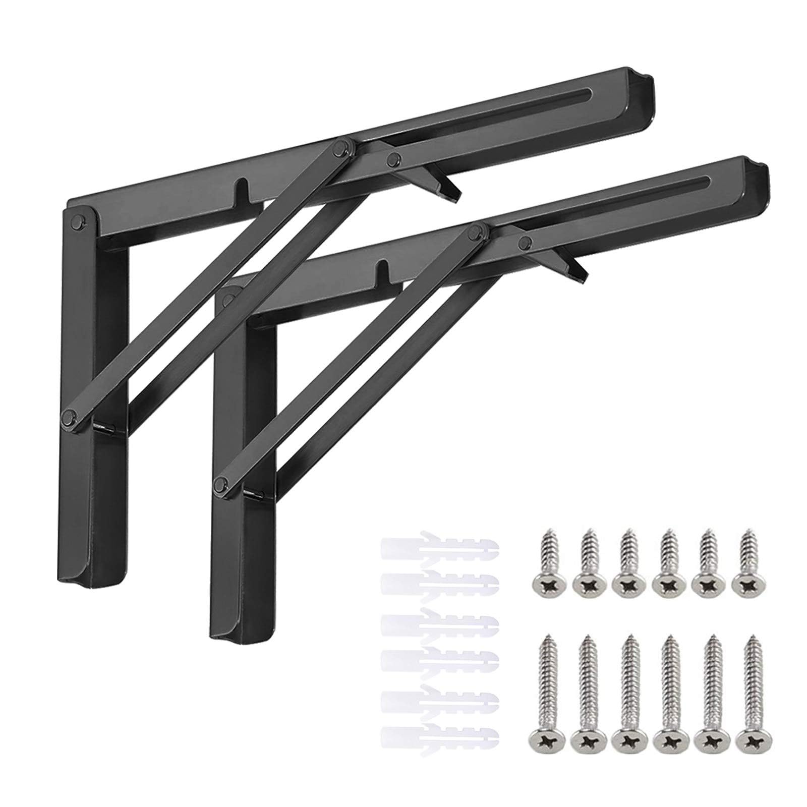 Snapklik.com : Folding Shelf Brackets - Heavy Duty Metal Collapsible ...
