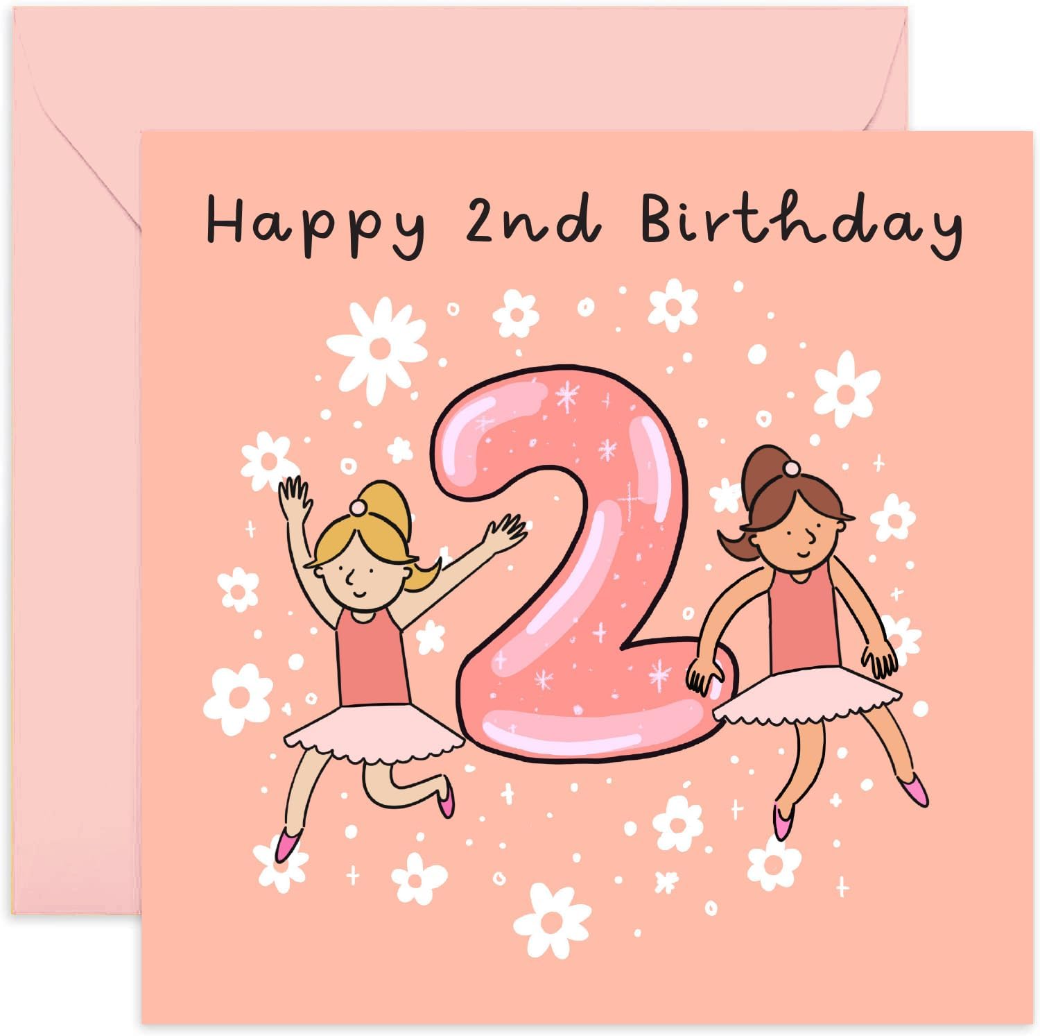 Old English Co. 2nd Birthday Card for Girl with Flower Ballerina - Cute ...