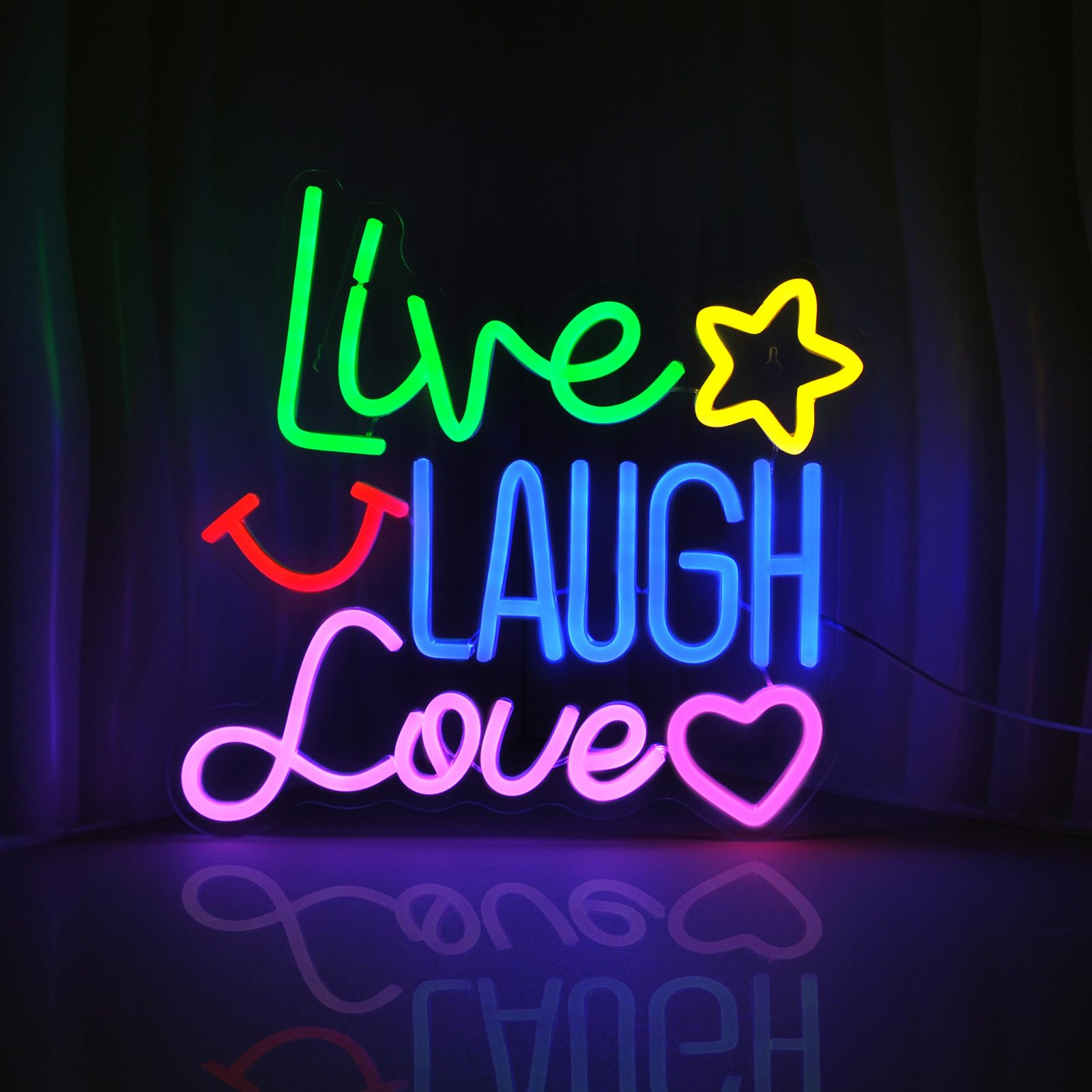 Amazon.com : Life Laugh Love Neon Signs for Wall Decor Green LED Light ...