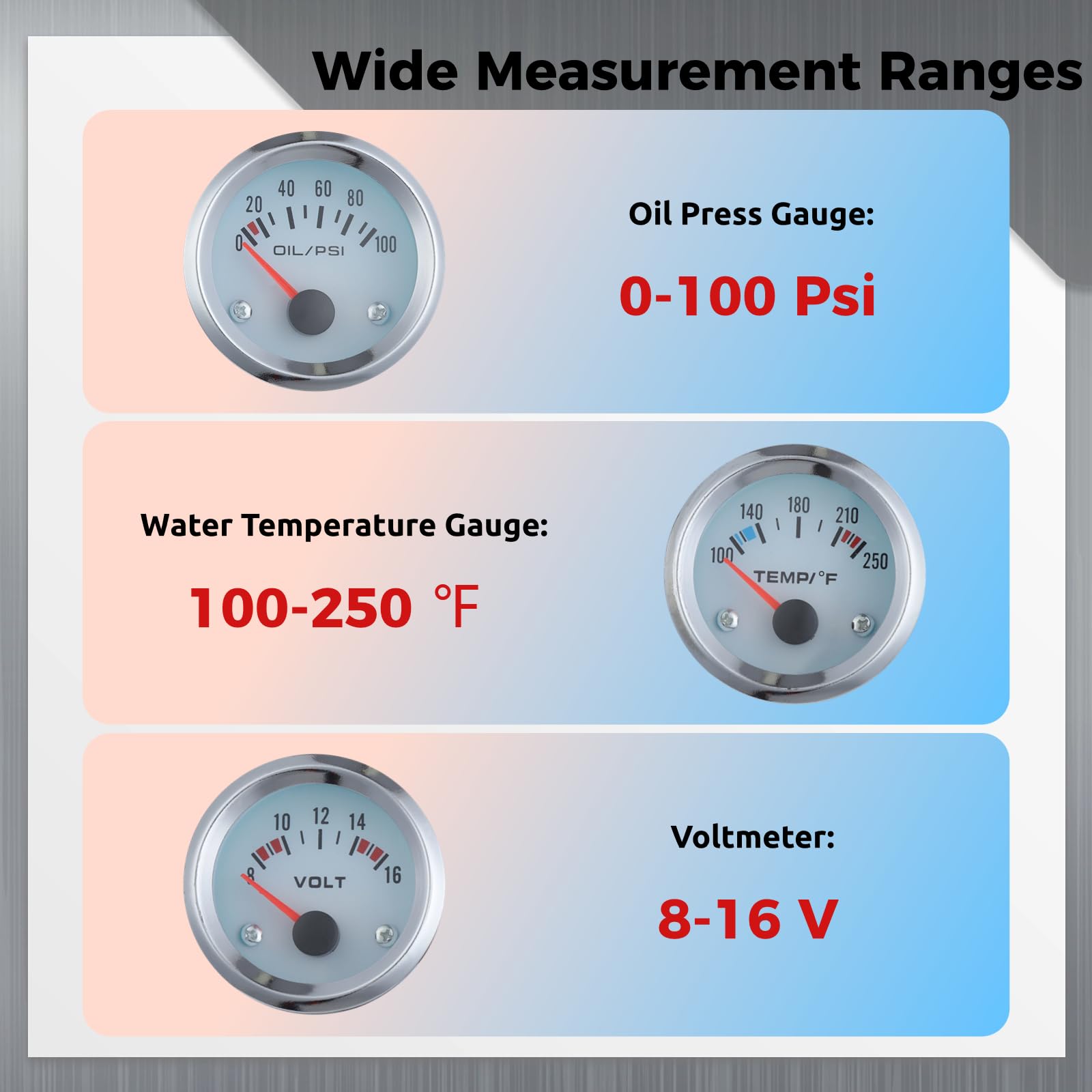 Snapklik.com : Vinyl 52mm 2 3 In 1 Car Auto Gauge Kit, 3 In 1 Car Meter ...