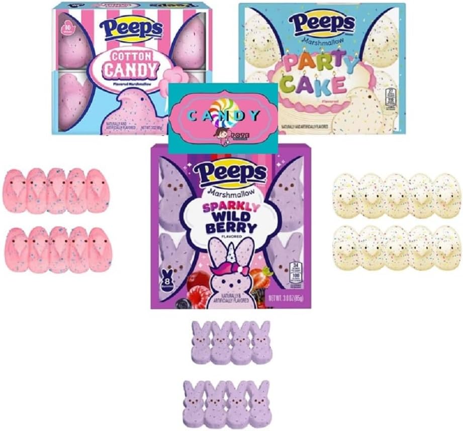 Easter Peeps Variety Party Pack - Cotton Candy, Party Cake, Sparkly ...
