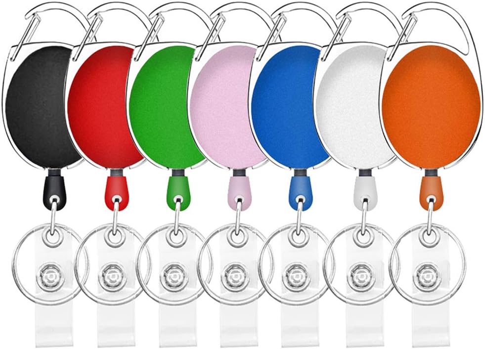 Amazon.com : 7 Packs Retractable Badge Holder Carabiner Badge Reel ...