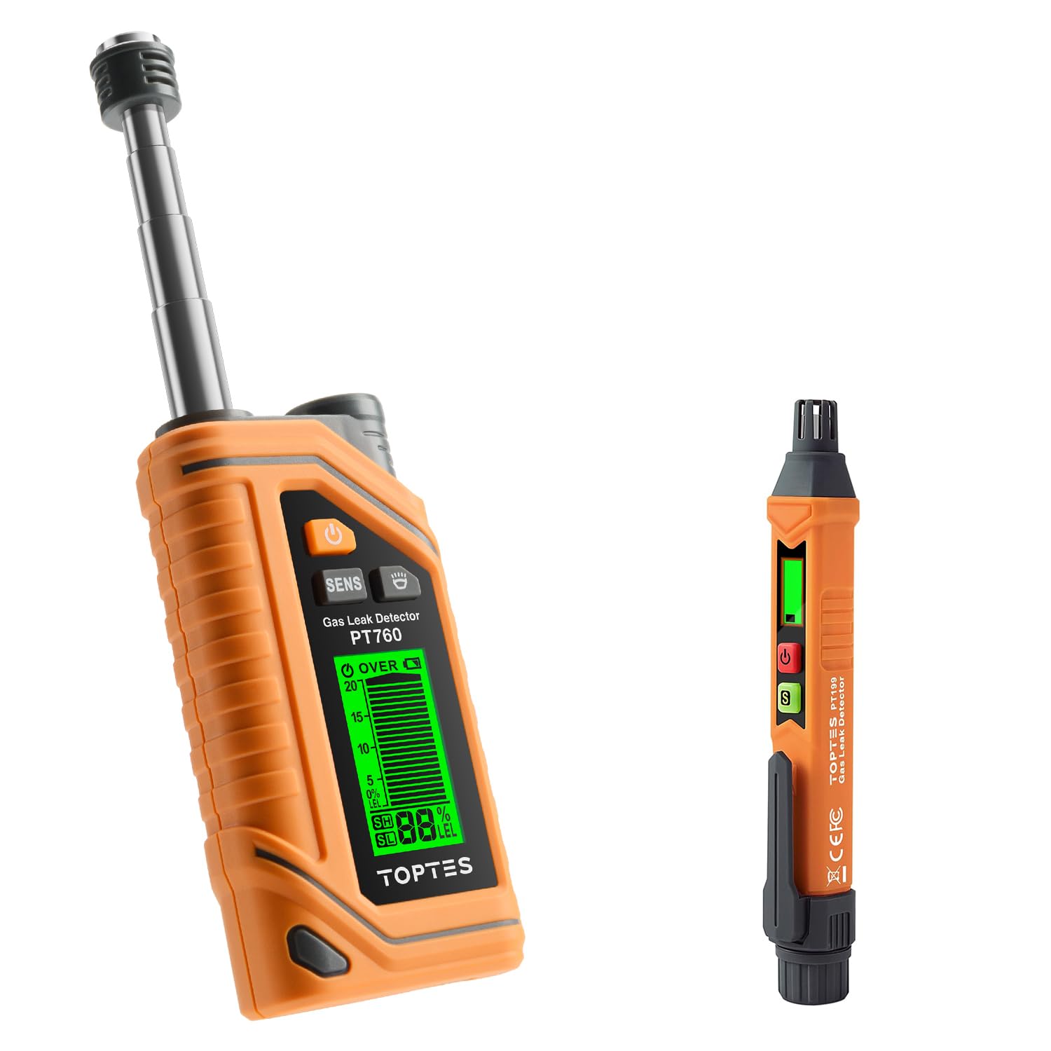 TopTes PT199 Pen Gas Leak Detector & PT760 Rechargeable Natural Gas ...