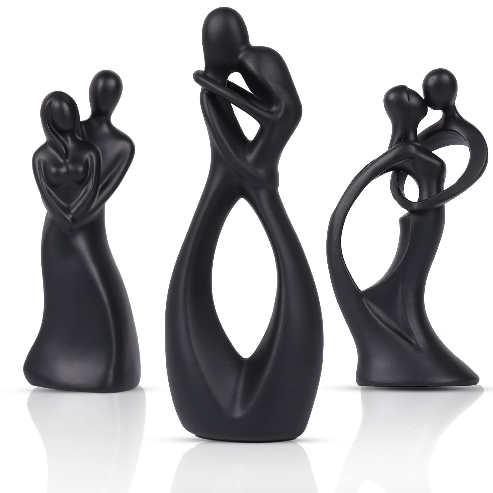 Amazon.com: oliruim Black Hugging Couple Statue Set of 3 Home Decor ...