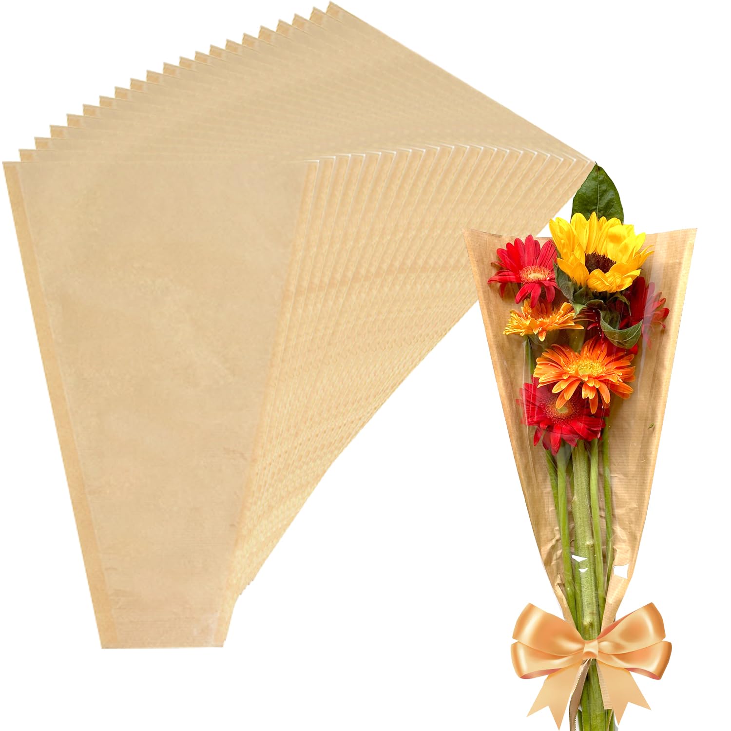 Amazon.com: MYGOGOART 50 Pcs Flower Bouquet Wrapping Paper Flower Bags ...
