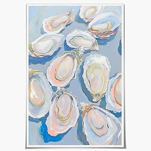 Amazon.com: Pastel blue oyster shell canvas pictures wall art abstract ...